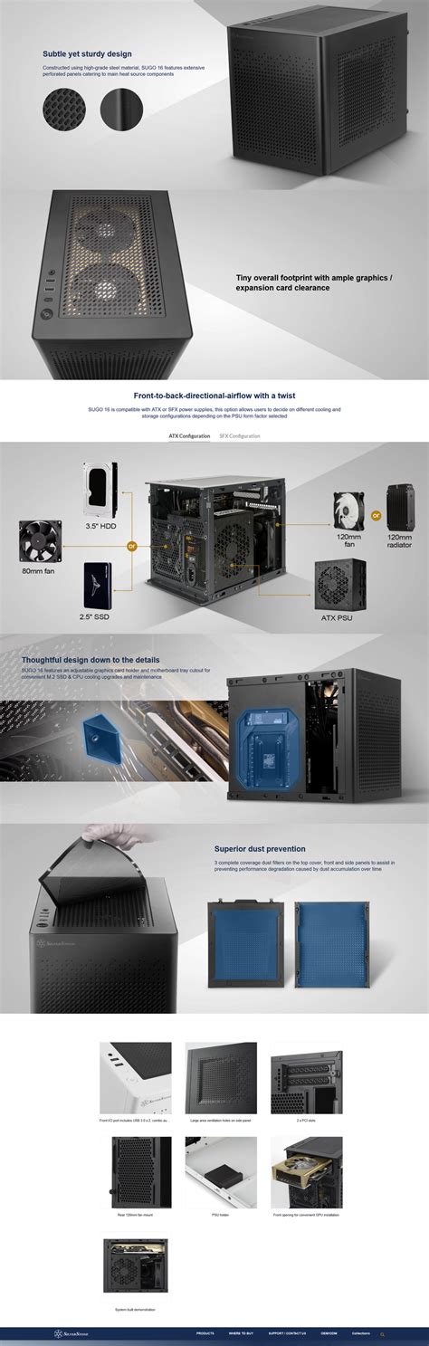 SilverStone Sugo Series SG16 White Mini ITX Case Computer Alliance