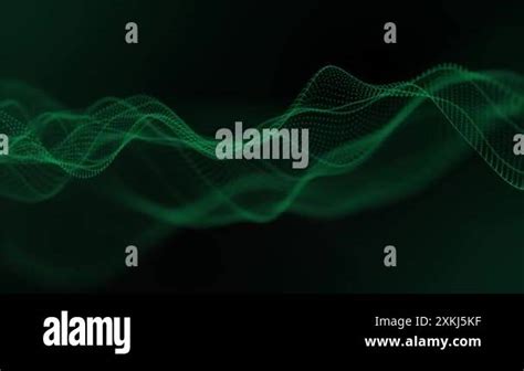 Seamless Loop Background With Dark Green Wave Form Made Of Dots And Lines Smoothly Float With