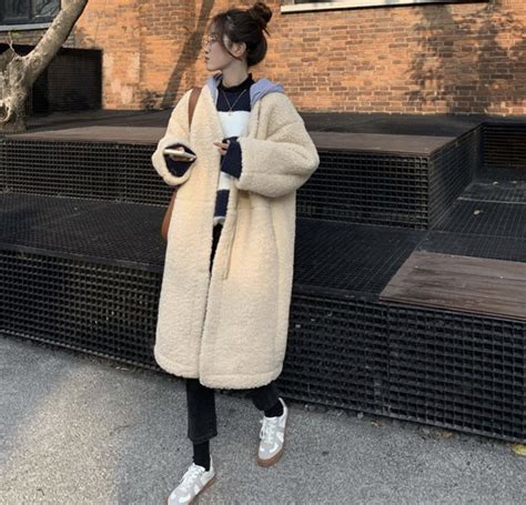 여성 후리스 롱 코트 후드 부착형 기모 점퍼 뽀글이 오피스 연말룩 캠퍼스룩 빅사이즈여성