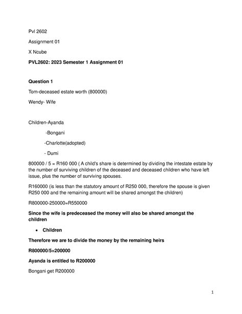 Succession 1 Pdf Pvl 2602 Assignment 01 X Ncube Pvl2602 2023