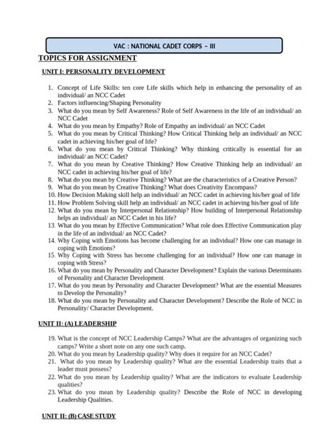 Assignments Ncc 3 Pdf Creativity Thought