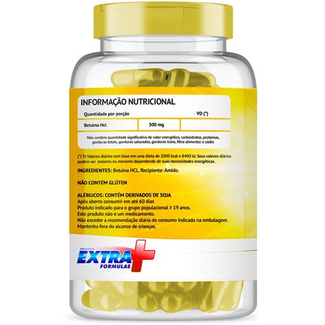 Cloridrato de Betaina HCL 300mg 120 cápsulas Extra Delivery