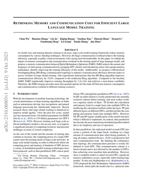 Pdf Rethinking Memory And Communication Cost For Efficient Large
