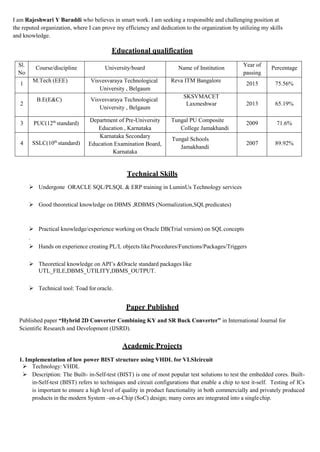 Rajeshwari Baraddi Resume Oracle PDF