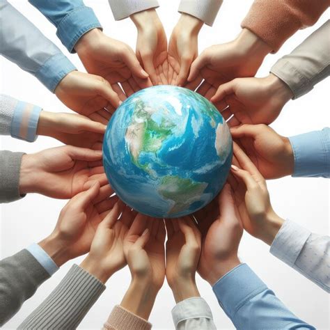 Peoples Hands Holding Planet Earth World Population Day Isolated On A