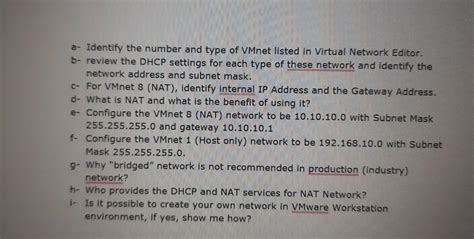 Solved A Identify The Number And Type Of Vmnet Listed In
