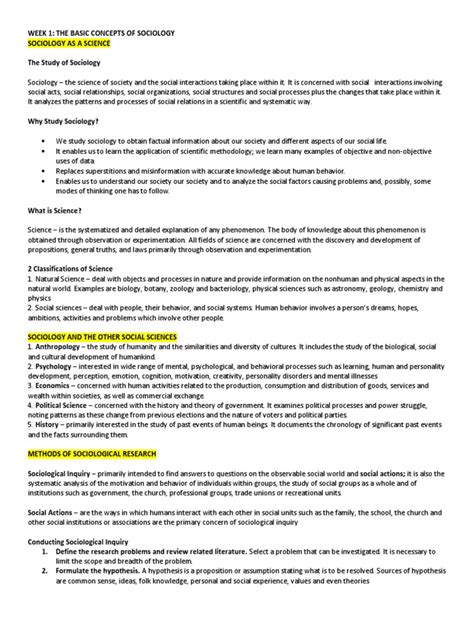 Lecture Handouts General Sociology Pdf Sociology Scientific Method