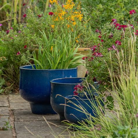 Buy Glazed Ceramic Planter Deep Blue