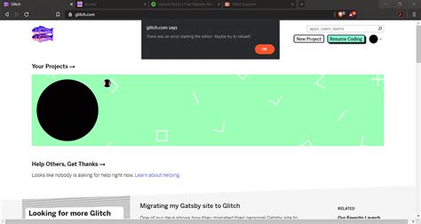 Glitch Website And Editor Arent Loading Glitch Help Glitch