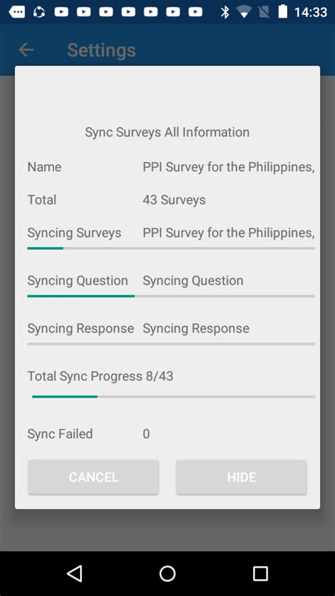 Back Button Not Working When Sync Surveys Dialog Opens In Settings Tab