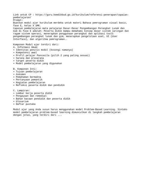 Contoh Prompt Modul Ajar 6 Pdf