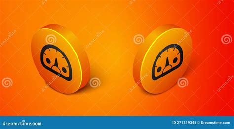 Isometric Speedometer Icon Isolated On Orange Background Orange Circle