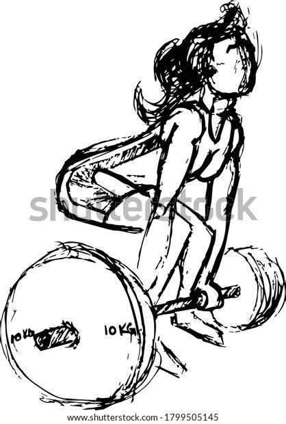 Weight Lifter Woman Strong Girl Lifting Stock Vector Royalty Free