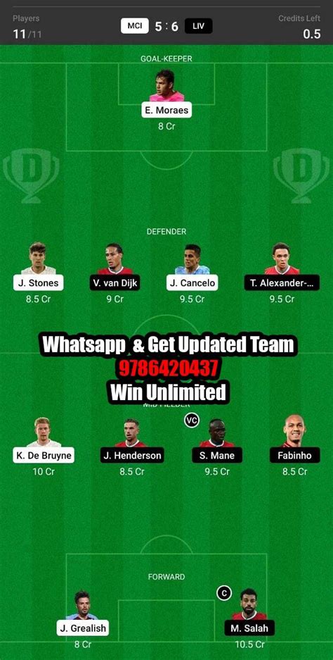 Mci Vs Liv Dream11 Team Fantasy Prediction Premier League