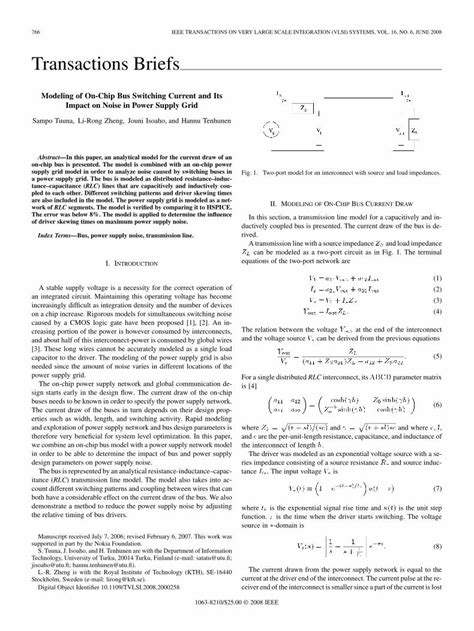 Pdf Modeling Of On Chip Bus Switching Current And Its Impact On Noise
