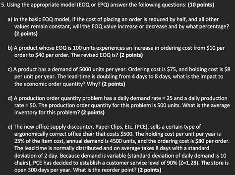 Solved A In The Basic EOQ Model If The Cost Of Placing An Chegg Com