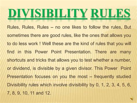 Presentation1 Pptx Divisibility Rules Grade 5 Pptx