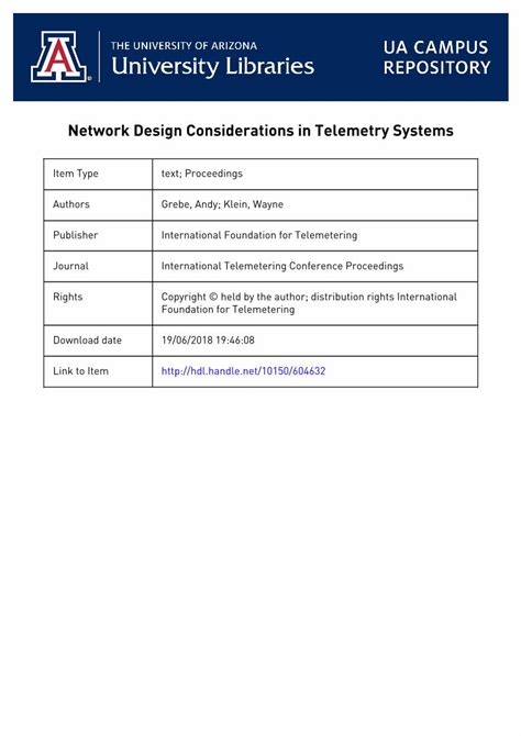 pdf network design considerations in telemetry systemsarizona