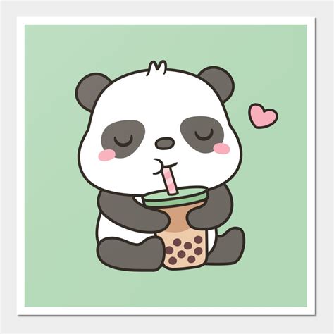 Cute Panda Loves Boba Tea By Rustydoodle Panda Art Cute Panda