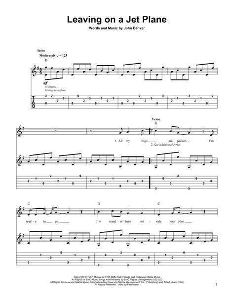 Leaving On A Jet Plane By John Denver Guitar Tab Play Along Guitar Instructor
