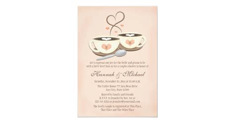 Blush Monogrammed Coffee Cup Heart Couples Shower Invitation