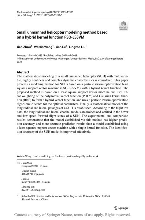 Small Unmanned Helicopter Modeling Method Based On A Hybrid Kernel