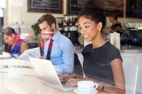 Group Of Male Friends Meeting In Cafe Restaurant Stock Photo Image Of Laptop Smiling