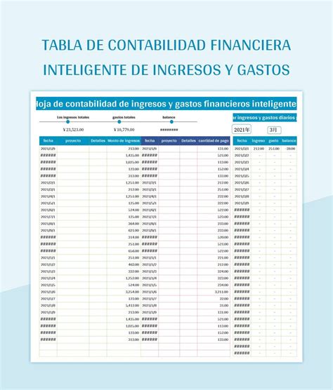 Plantilla De Formato Excel Tabla De Contabilidad Financiera Inteligente De Ingresos Y Gastos Y