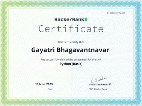 🚀 🚀 thrilled to announce completed the hackerrank basic python certification gayatri