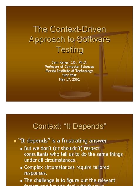 The Context Driven Approach To Software Testing Pdf Software