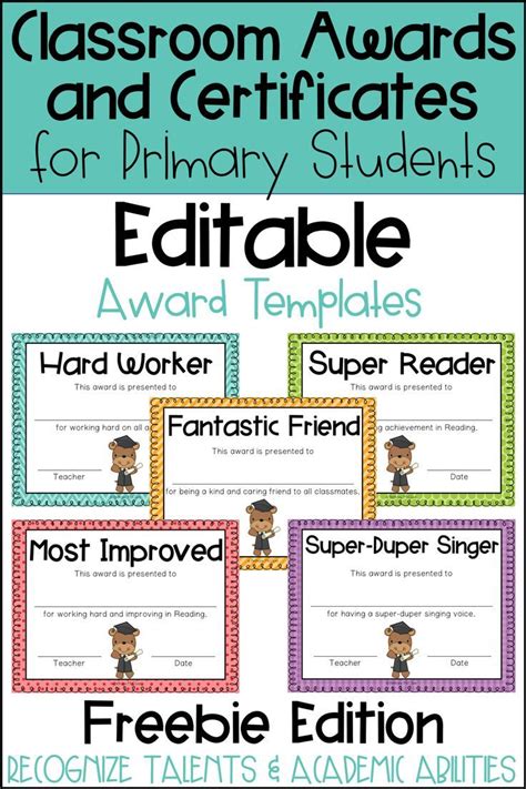 Editable Awards And Certificates Classroom Awards Freebie