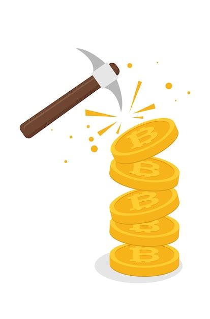 Premium Vector Bitcoin Mining Concept With Pickaxe And Coin Flat Vector