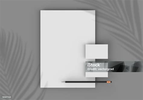 그래픽 디자이너 프리젠 테이션 및 포트폴리오에 대한 무중력 회색 배경에 Id를 브랜딩하기위한 기본 문구 모형 템플릿3d 렌더링 3차원 형태에 대한 스톡 사진 및 기타 이미지