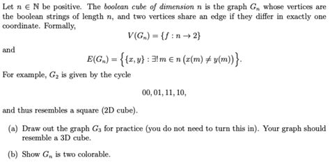Solved Let N∈n Be Positive The Boolean Cube Of Dimension N