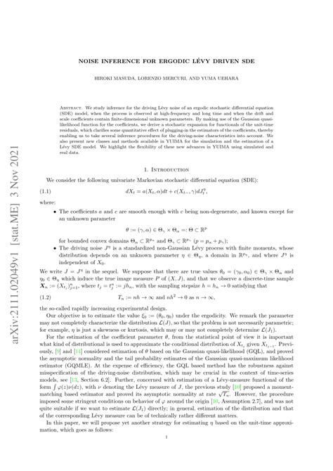Pdf Noise Inference For Ergodic Lévy Driven Sde
