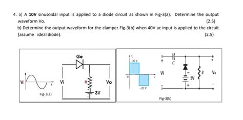 Solved 4 A A 10v Sinusoidal Input Is Applied To A Diode