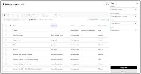 Filter Software Assets And Licenses Logmein Resolve Support