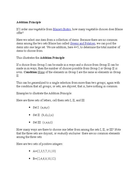 Addition Principle Pdf