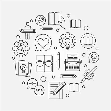 Premium Vector Creative Writing Vector Round Linear Illustration