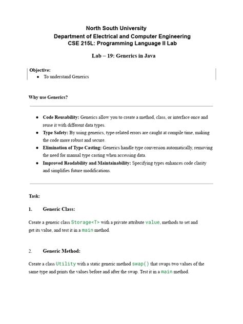 Lab Manual Lab 19 Generics Pdf