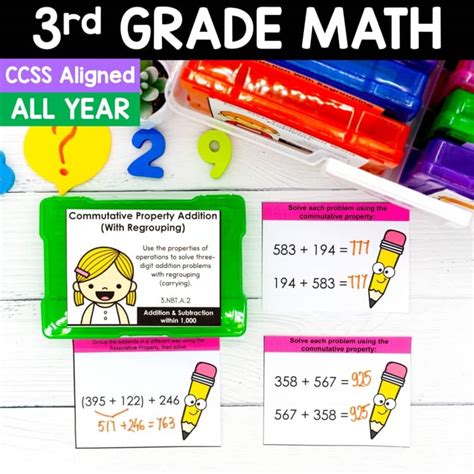 3rd Grade Math Task Cards Ccss Aligned By My Nerdy Teacher Tpt