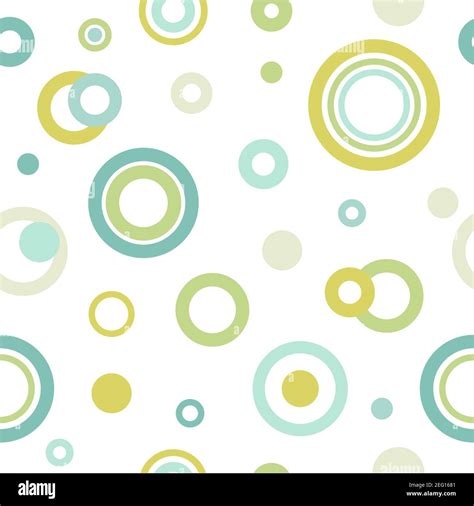 Seamless Abstract Pattern With Green And Blue Empty Overlapping Circles Of Different Size