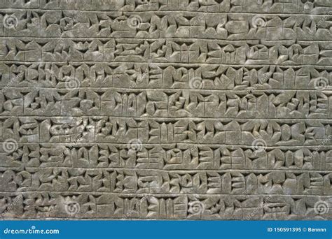 Assyrian Relief Showing Cuniform Script Stock Image Image Of Cuniform