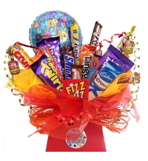 Happy Birthday Chocolate Bar Bouquet With A Balloon