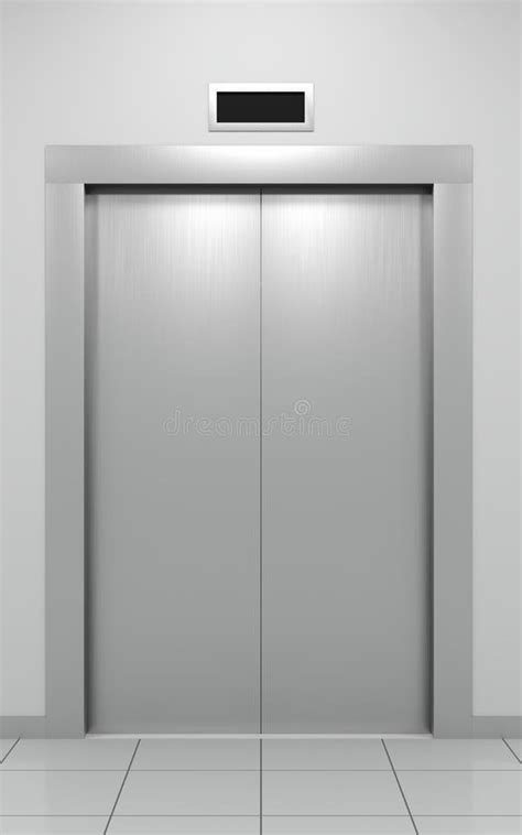 Closed Elevator Front View 3d Rendering Stock Illustration