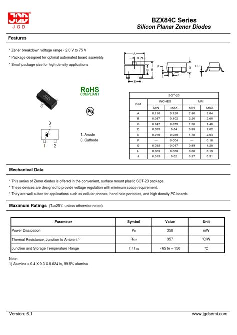 BZX84C30 Datasheet Silicon Planar Zener Diodes