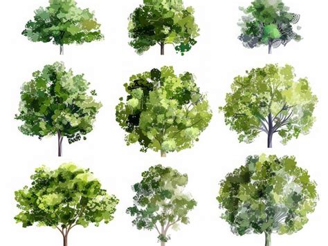 premium photo popular tree species flat design illustration generative ai