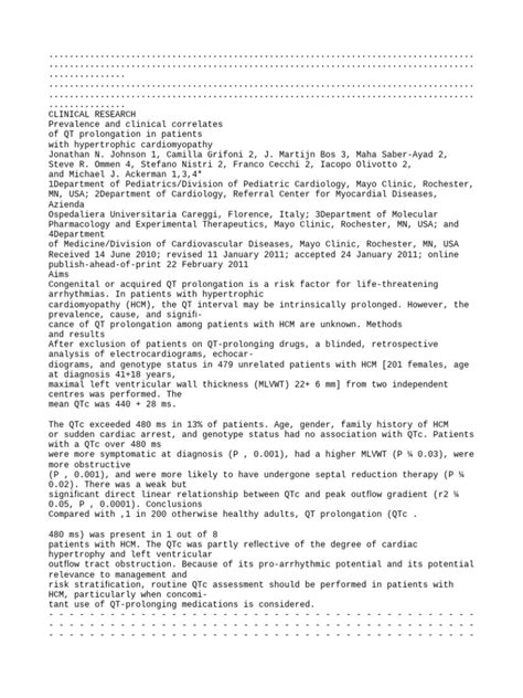 Qt Prolongation In Patients Pdf Cardiology Heart