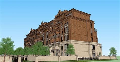 6F叠墅 褐石风格su模型下载 光辉城市