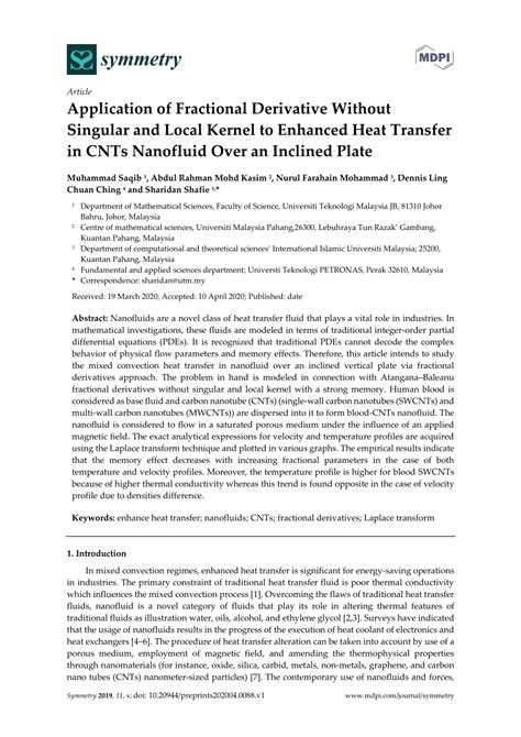 Pdf Application Of Fractional Derivative Without Singular And Local